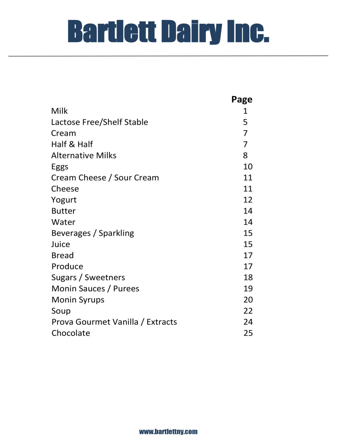 Product Catalog – Bartlett Dairy – A New York Milk Company
